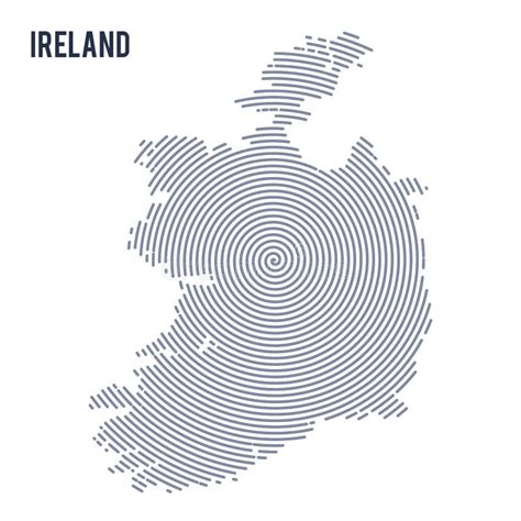 Vector Abstract Hatched Map Of Ireland With Spiral Lines Isolated On A