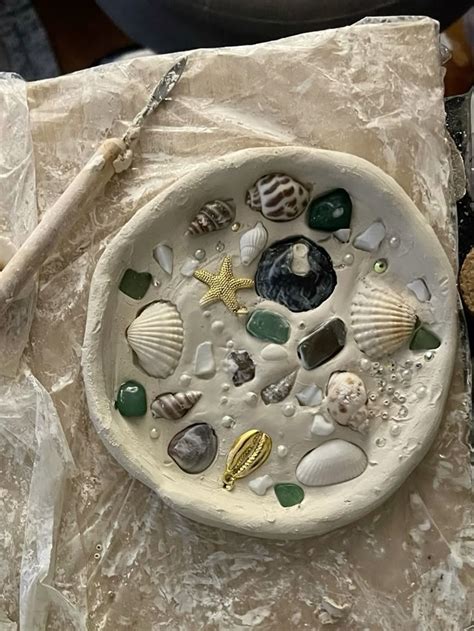Seashell Trinket Dish In 2024 Diy Air Dry Clay Diy Clay Crafts Clay