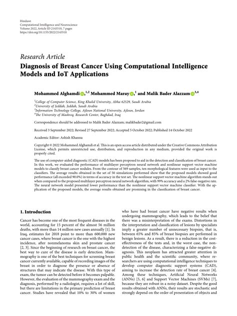Pdf Diagnosis Of Breast Cancer Using Computational Intelligence