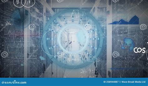 The Image Depicts A Global Network Of Computer Servers Processing Data Stock Illustration