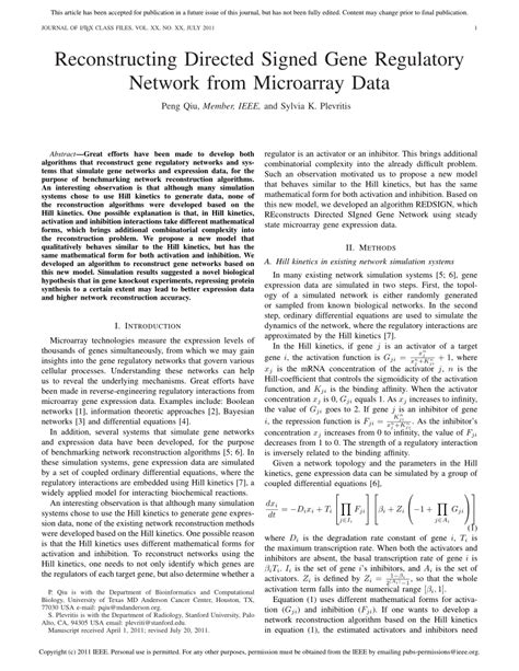 Pdf Reconstructing Directed Signed Gene Regulatory Network From Microarray Data