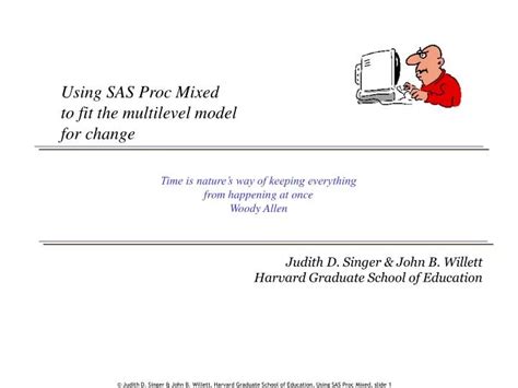 PPT Using SAS Proc Mixed To Fit The Multilevel Model For Change PowerPoint Presentation ID