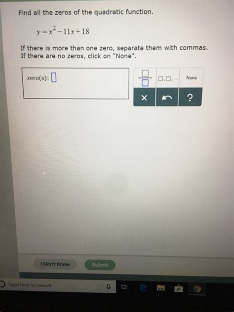 Solved Find All The Zeros Of The Quadratic Function Chegg Com