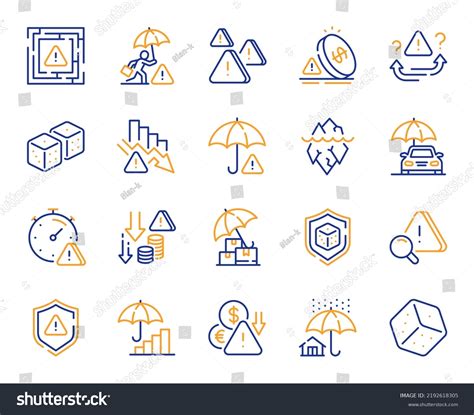 Risk Management Line Icons Safety Umbrella Stock Vector Royalty Free