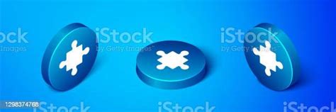 파란색 배경에 격리 된 등색 퍼즐 조각 장난감 아이콘 파란색 원 버튼입니다 벡터 0명에 대한 스톡 벡터 아트 및 기타 이미지 0명 3차원 형태 개념 Istock