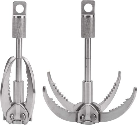 Amazon 大型グラップリングフック ステンレススチール製爪カラビナ 4本爪折りたたみ式クライミングフック 布袋付き 冒険活動、ロッククライミング活動用、耐荷重1102ポンド