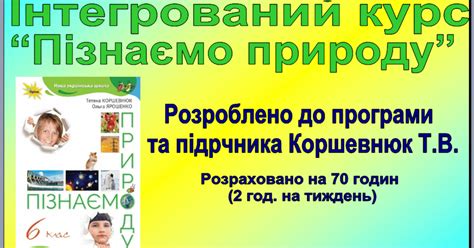Календарно тематичне планування Пізнаємо природу Коршевнюк 6 клас Інші методичні матеріали