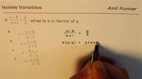 Isolate Variable From Rational Function Sat New Act Youtube