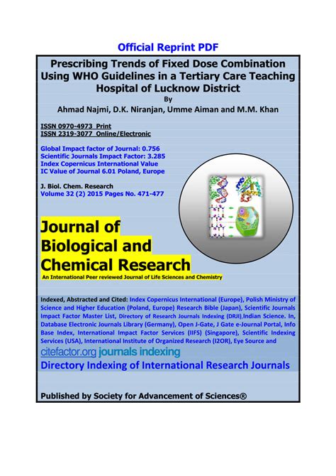 Pdf Prescribing Trends Of Fixed Dose Combination Using Who Guidelines