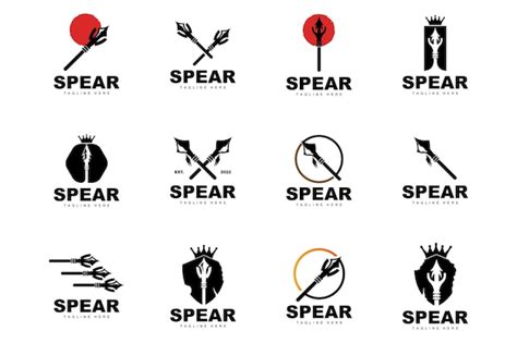 창 로고 장거리 던지는 무기 대상 아이콘 디자인 제품 및 회사 브랜드 아이콘 그림 프리미엄 벡터