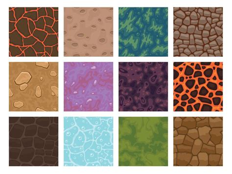 game texture tiles 2d cartoon level ground block of various materials