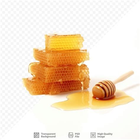 Premium Psd A Stack Of Honey With A Honeycomb And A Honeycomb