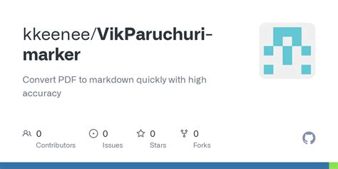github kkeenee vikparuchuri marker convert pdf to markdown quickly with high accuracy