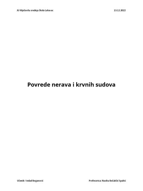 Povrede Nerava I Krvnih Sudova Pdf