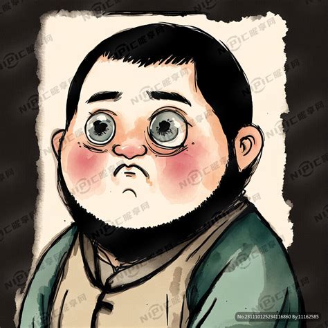 Ai创作图国风 大眼睛 中性 卡通人物 矮胖 昵图网
