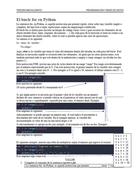 el bucle for en python pdf python lenguaje de programación