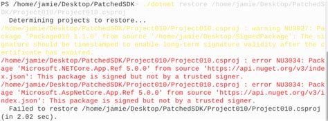 Cross Platform Sign Verify Unexpected Errors About A Package From Nuget Org Source Occur After