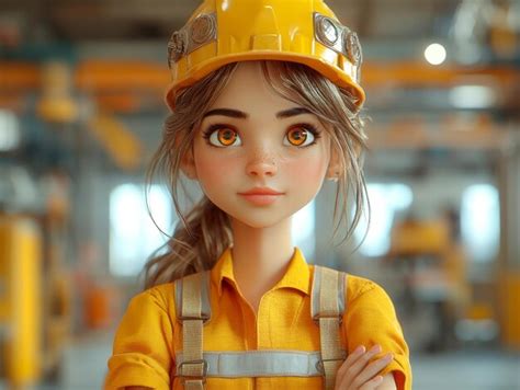 Cute Female Constructor In Indian Style Premium Ai Generated Image