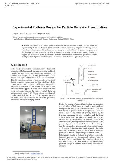 pdf experimental platform design for particle behavior investigation