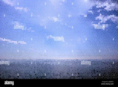 Abstract Image With Gradient In Blue Composed In Mosaic With Small