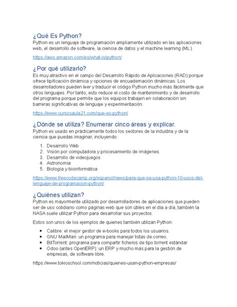 Qué Es Python ¿qué Es Python Python Es Un Lenguaje De Programación Ampliamente Utilizado En