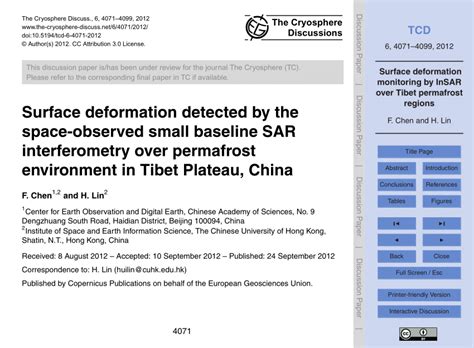Pdf Surface Deformation Detected By The Space Observed Small Baseline