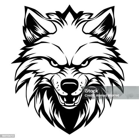 화난 얼굴 그리기 흑백 디자인 벡터 일러스트 레이 션과 늑대 머리 개에 대한 스톡 벡터 아트 및 기타 이미지 개 늑대
