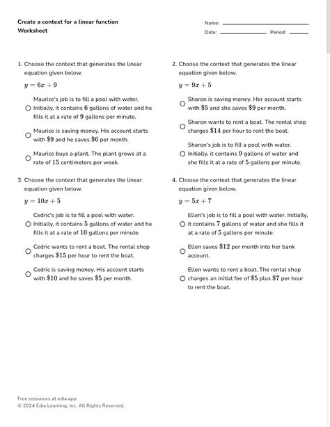 Function Worksheets Pre Algebra Create Custom Pre Algebra Algebra 1