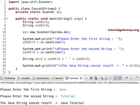 Java Program To Concat Strings