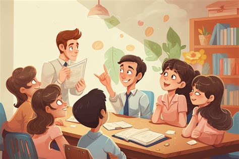 教师节老师和学生互动校园卡通插画