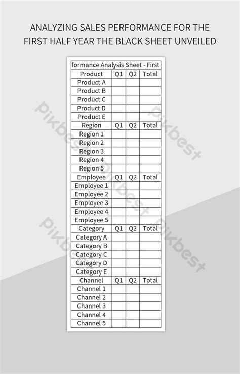 Analyzing Sales Performance For The First Half Year The Black Sheet Unveiled Excel Template