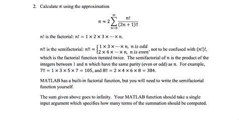 solved 2 calculate π using the approximation 0o n 2 1 n 0
