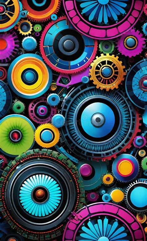 Beautiful And Colorful Technological Illustration Pattern Ai Generated
