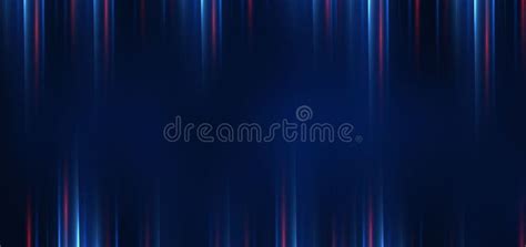Abstract Technology Futuristic Glowing Blue And Red Light Lines With Speed Motion Blur Effect On