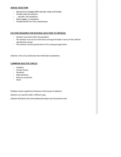 2nd Page Of Lecture 8 Introduction To Evolutionary Biology My Own Notes SEXUAL SELECTION Studocu