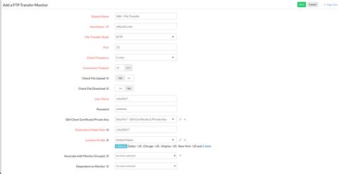 Add An FTP Transfer Monitor Online Help Site24x7