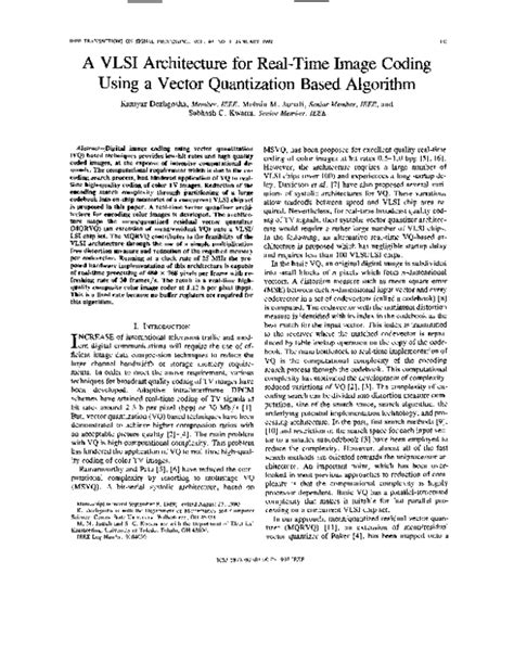 Pdf A Vlsi Architecture For Real Time Image Coding Using A Vector