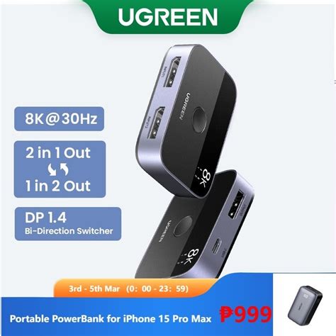 Ugreen Displayport Dp 1 4 Splitter Switch 8k 4k Bi Direction For Xiaomi Box Video Game Dp Cable