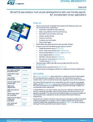 STEVAL MKSBOX1V1 Datasheet STMicroelectronics STEVAL MKSBOX1V1 SensorTile Box