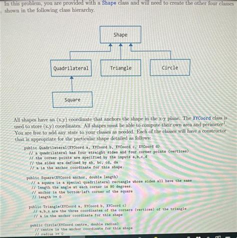 solved in this problem you are provided with a shape class