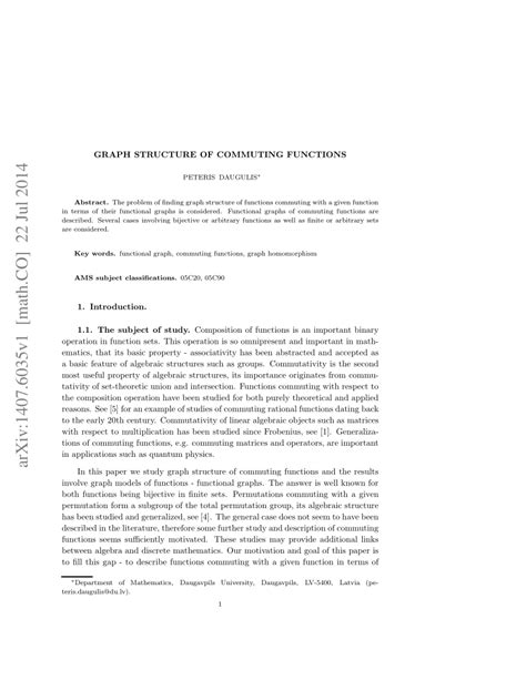 Pdf Graph Structure Of Commuting Functions