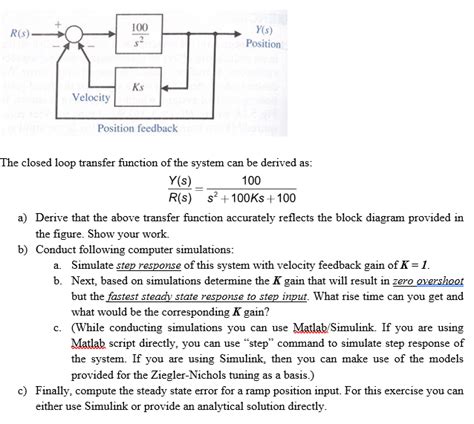 Solved The Closed Loop Transfer Function Of The System Can Chegg