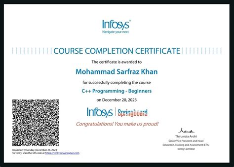 Mohammad Sarfraz Khan On Linkedin Infosysspringboard C