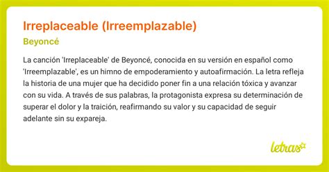 Significado De La Canción Irreplaceable Irreemplazable Beyoncé