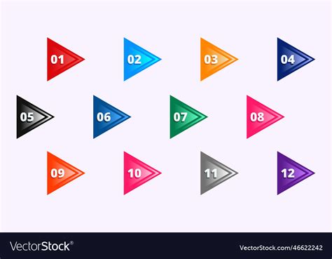 directional number bullet points from one vector image