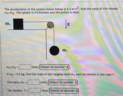 Solved The Acceleration Of The System Shown Below Is Chegg