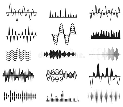 Sound Frequency Waves Analog Curved Signal Symbols Stock Vector