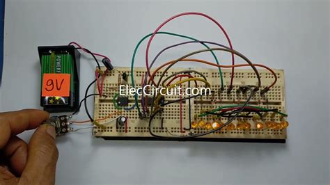 Testing Adjust Speed Led Light Sequencer Circuits On Breadboard Youtube