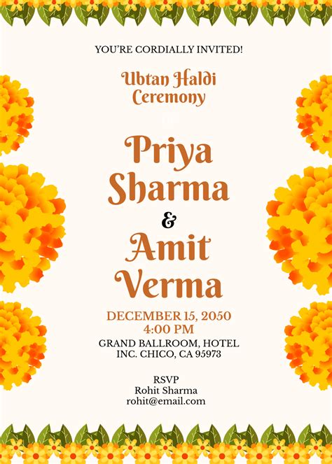 Free Haldi Ceremony Invitation Templates Editable And Printable