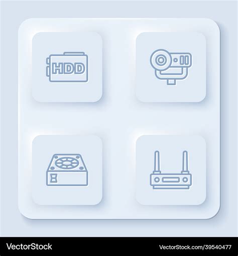 Set Line Hard Disk Drive Hdd Web Camera Computer Vector Image